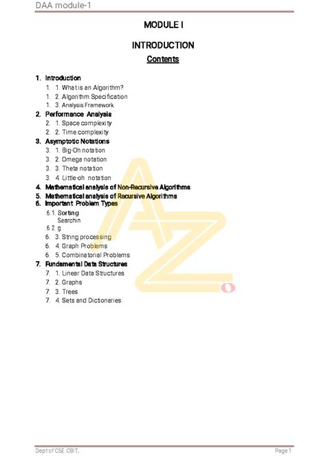 ASYMPTOMATIC NOTATIONS MODULE DESIGN AND ANALYSIS OF ALGORITHM DeptofCSECBIT Page MODULEI