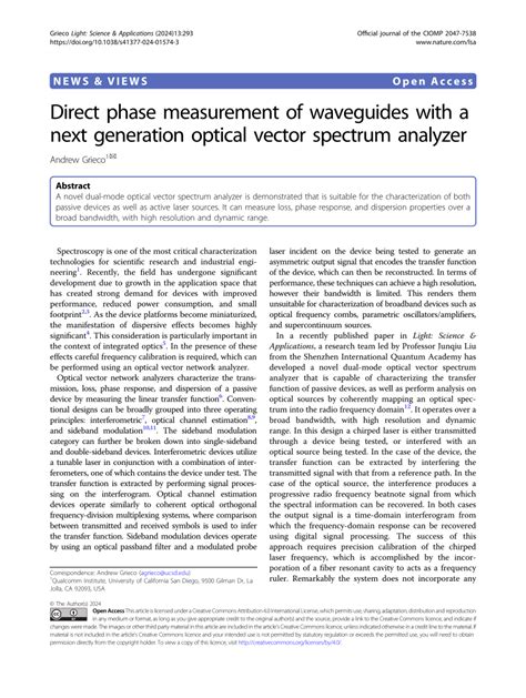 Pdf Direct Phase Measurement Of Waveguides With A Next Generation Optical Vector Spectrum Analyzer