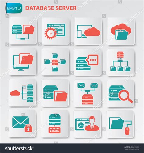 Database Server Icon Set On Clean Stock Vector Royalty Free 265207004 Shutterstock