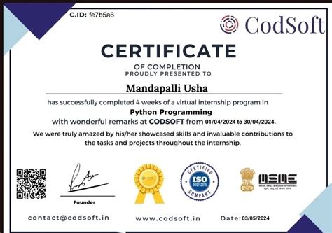 Usha Mandapalli On Linkedin Internship Codsoft Newskills Professionaldevelopment