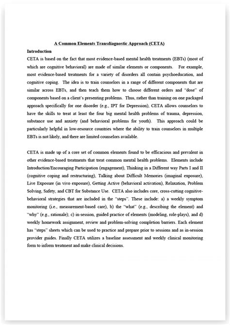 What Works A Common Elements Transdiagnostic Approach Ceta