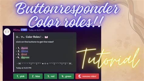 color roles buttonresponders mimu discord tutorial youtube