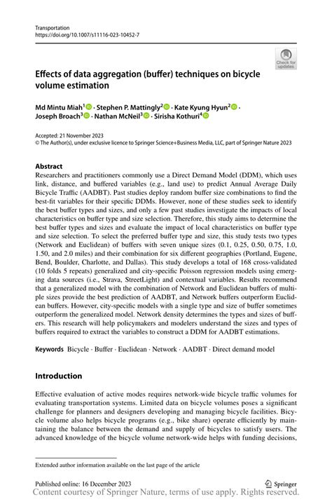 effects of data aggregation buffer techniques on bicycle volume