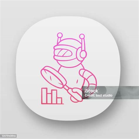 모니터링 봇 응용 프로그램 아이콘 웹 사이트 가동 시간을 모니터링합니다 기계 학습 인공 지능 돋보기가 있는 봇 Ui Ux 사용자 인터페이스 웹 또는 모바일 응용