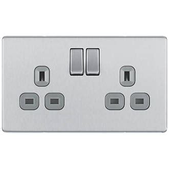 Lap 13a 2 Gang Dp Switched Power Socket Brushed Stainless Steel With Graphite Inserts Artofit