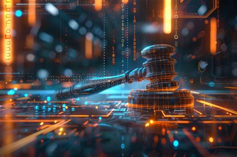 Gavel On Digital Circuit Board Stock Illustration Illustration Of Artificial Innovation