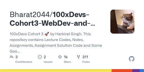 Github Bharat2044100xdevs Cohort3 Webdev And Devops 100xdevs Cohort 3 🚀 By Harkirat Singh