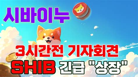 시바이누 코인 3시전 기자회견 Shib 긴급 상장 발표 시바이누 시바이누코인 시바이누코인전망 시바이누