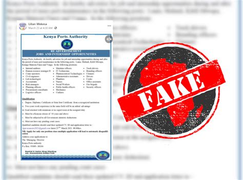 Beware Fake Job Offers On Scam Facebook Page ‘lilian Wekesa Africa Check