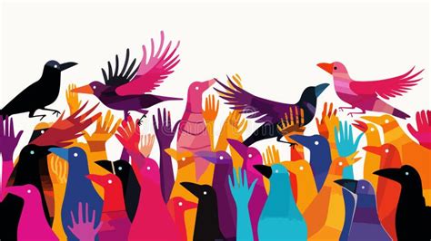 Diverse Crowds Celebrate Unity By Raising Hands Abstract Conceptual Image Stock Illustration