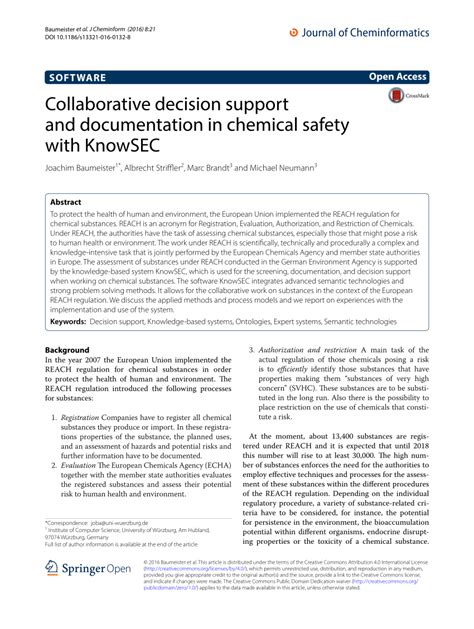 Pdf Collaborative Decision Support And Documentation In Chemical