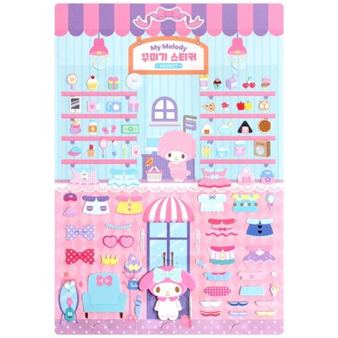 5000 산리오 캐릭터 마이멜로디 마켓 꾸미기 스티커 옷입히기 스티커 놀이