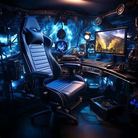 Sci Fi Gaming Command Center Blue Color Theme Space Themed D Creative