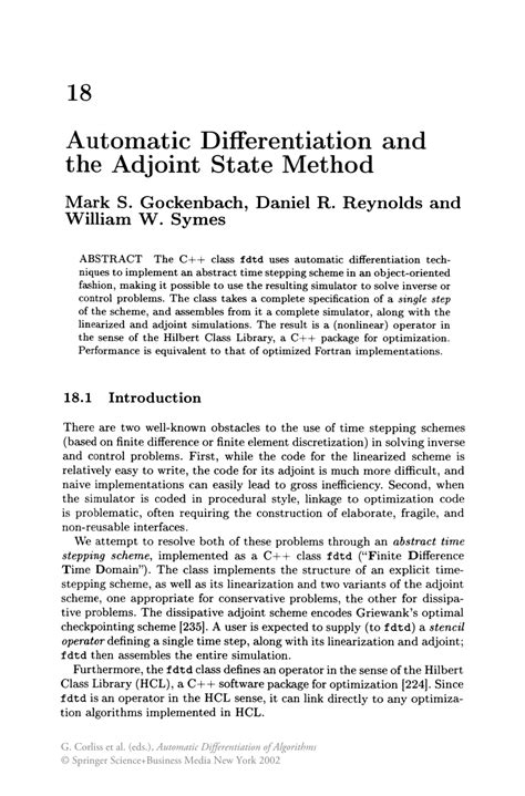 Pdf Automatic Differentiation And The Adjoint State Method