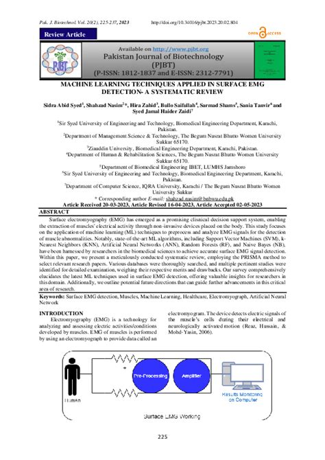 Pdf Machine Learning Techniques Applied In Surface Emg Detection A