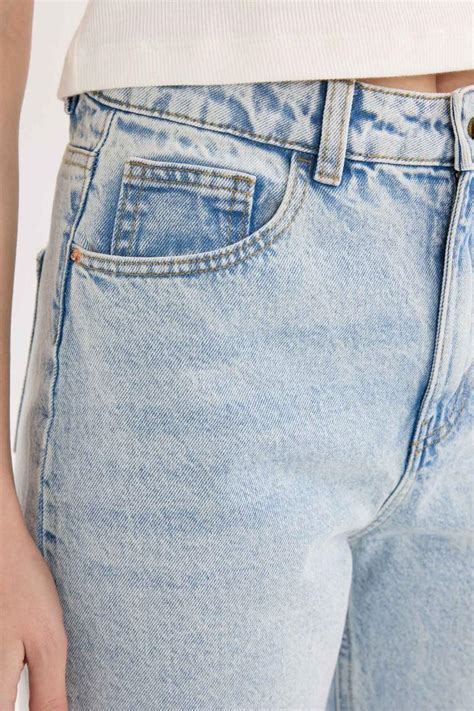 أزرق حريمي بنطلون جينز وايد ليج خصرعالي 3240562 Defacto