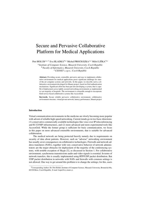 Pdf Secure And Pervasive Collaborative Platform For Medical Applications