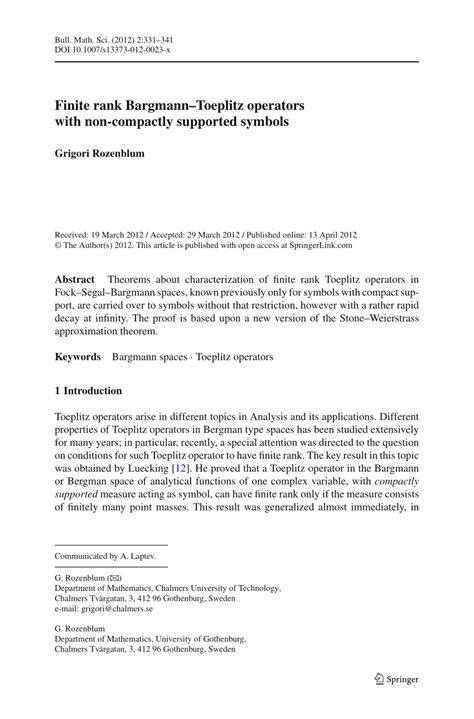 Pdf Finite Rank Bargmann Toeplitz Operators With Non Compactly
