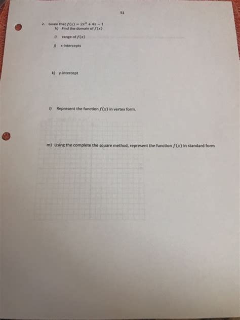 Solved 51 2 Given That F X 2x2 4x 1 H Find The Domain Of