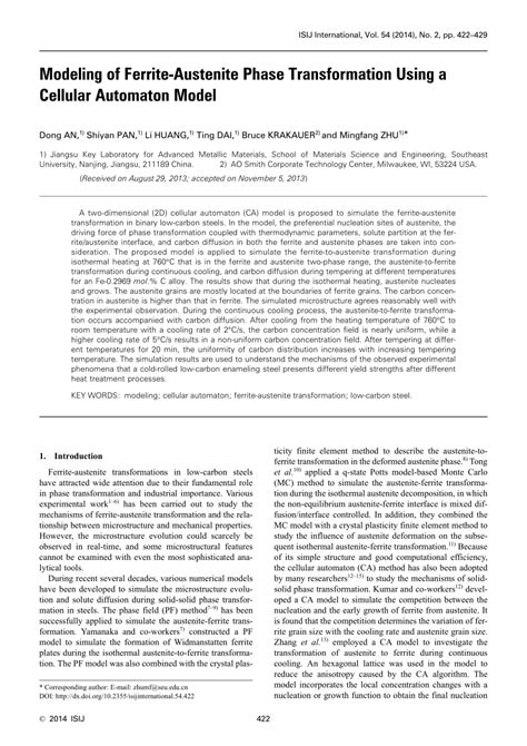 Pdf Cellular Automaton Simulation Of Ferrite Austenite Transformation In Low Carbon Steels
