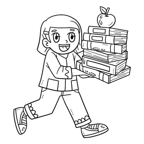 고립 된 책을 들고 학교 아이로 돌아가기 프리미엄 벡터