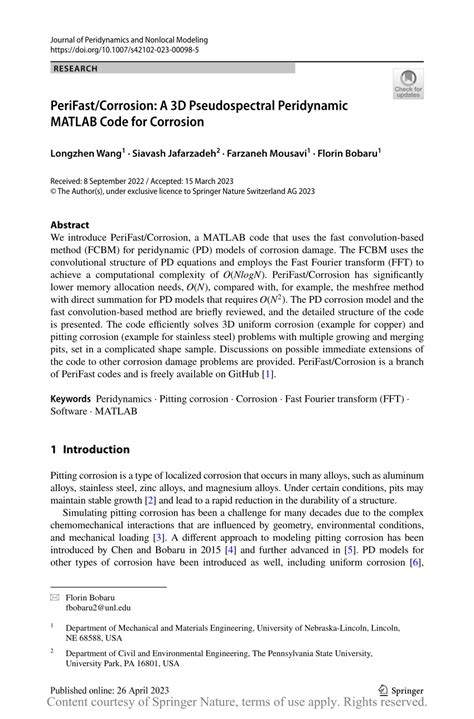 perifast corrosion a 3d pseudospectral peridynamic matlab code for corrosion request pdf