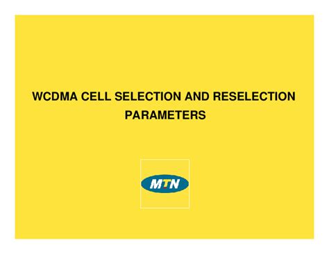 Pdf Wcdma Cell Selection And Reselection Parameters 2