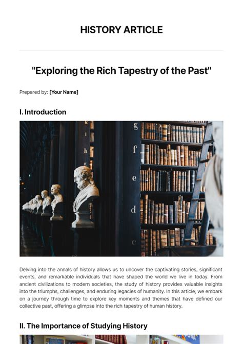 Free History Article Template To Edit Online