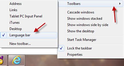 Windows 7 Show Or Hide The Language Bar