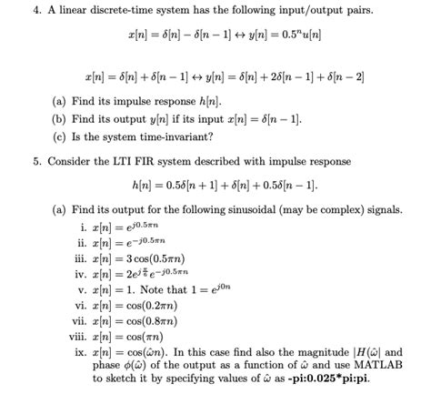 solved 4 a linear discrete time system has the following