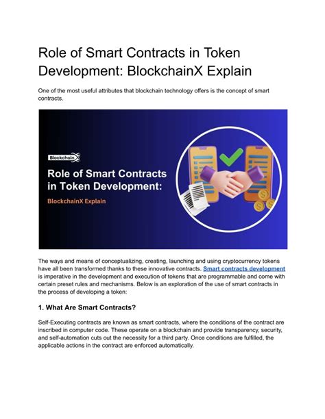 Ppt Role Of Smart Contracts In Token Development Blockchainx Explain Powerpoint Presentation
