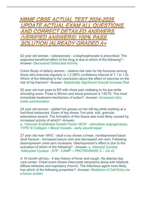 Nbme Cbse Actual Test Update Actual Exam All Questions And Correct Detailed Answers Verified