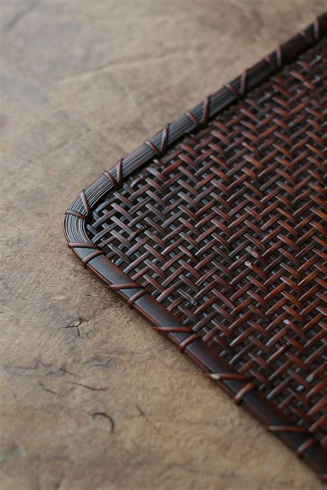 수공예 대나무 티매트 사각 트레이 앤틱 쟁반 티코스터 차판 찻상 차탁보 다기 받침 오후반차