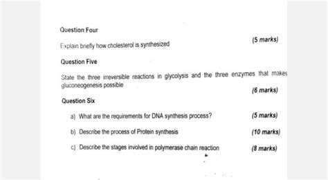 question fourexplain briefly how cholesterol is synthesized 5 marks q