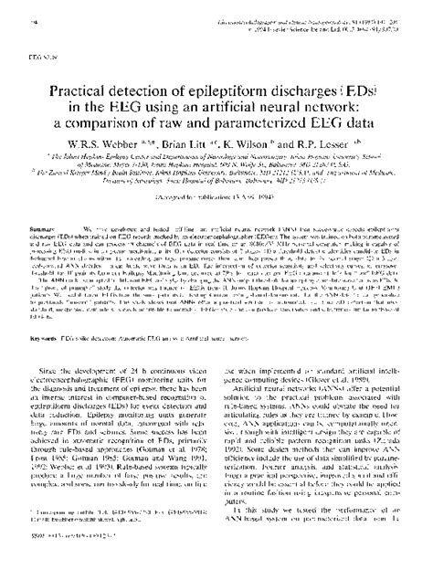Pdf Practical Detection Of Epileptiform Discharges Eds In The Eeg