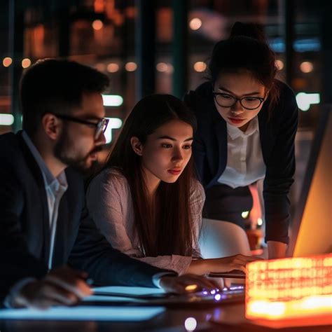 Computer And Teamwork Solving Problems In The Tech Industry Premium Ai Generated Image