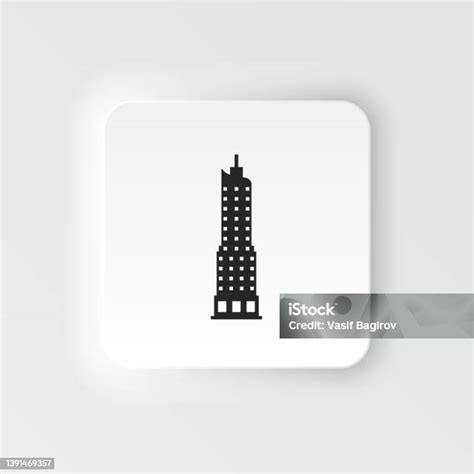 Building Vector Neumorphic Style Icon Building Illustration Black An