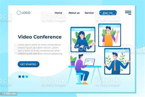 화상 회의 착륙 동료와 함께 복용 컴퓨터 화면에 사람들 화상 회의 및 온라인 회의 작업 영역 벡터 페이지 교사 교육 관련 직업에 대한 스톡 벡터 아트 및 기타 이미지