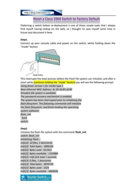 How To Reset Cisco 2960 To Factory Default Pdf