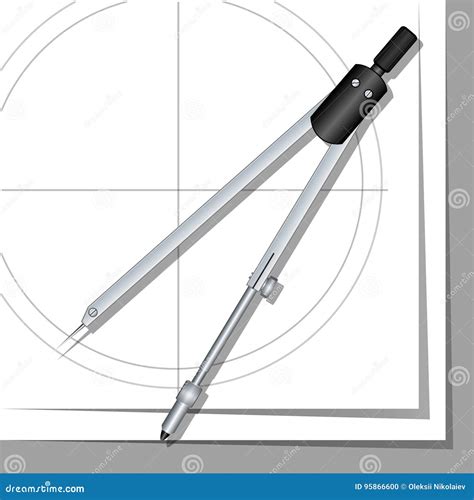 Drawing Compasses Drawings On Paper Vector Illustrations Stock