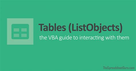 The Vba Guide To Listobject Excel Tables