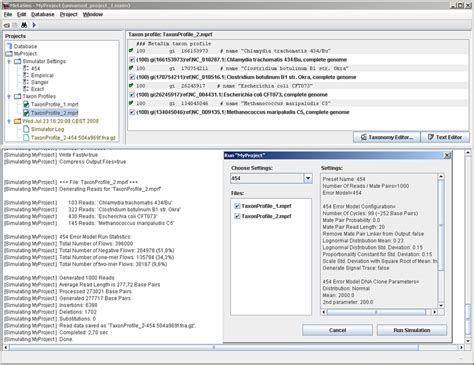 The Graphical User Interface Of Metasim Is Divided Into Three Panels A Download Scientific