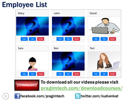 sql server and c video tutorial list razor page slides