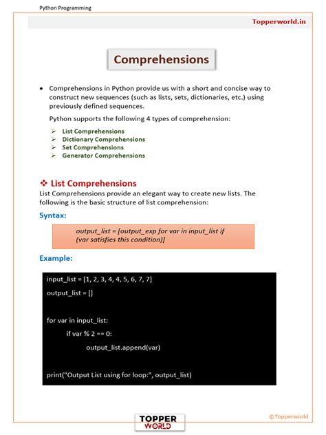 Pythoncomprehensions Pdf