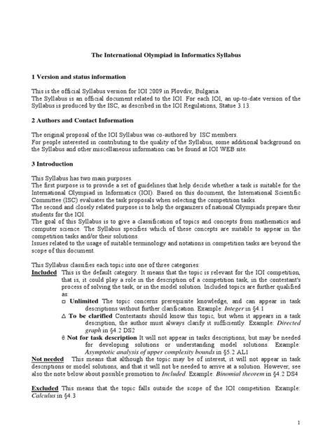 Ioi Syllabus Pdf Software Computer Programming