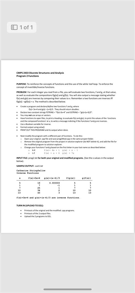 solved cmps 2433 discrete structures and analysis program 2