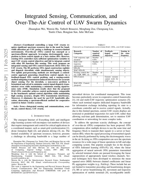 Pdf Integrated Sensing Communication And Over The Air Control Of Uav Swarm Dynamics