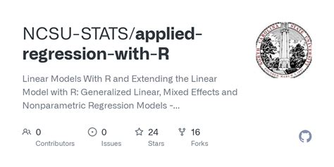 GitHub NCSU STATS Applied Regression With R Linear Models With R And Extending The Linear