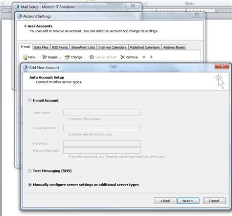 E Mail Setup Motech It Solutions Inc