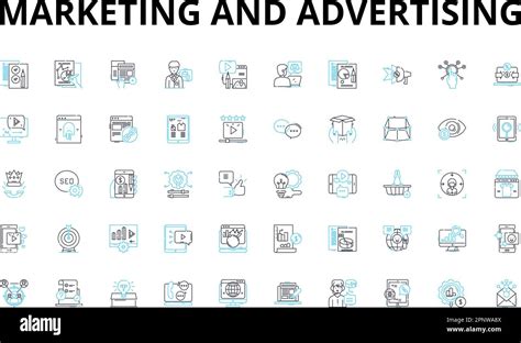 Marketing And Advertising Linear Icons Set Branding Promotion Market